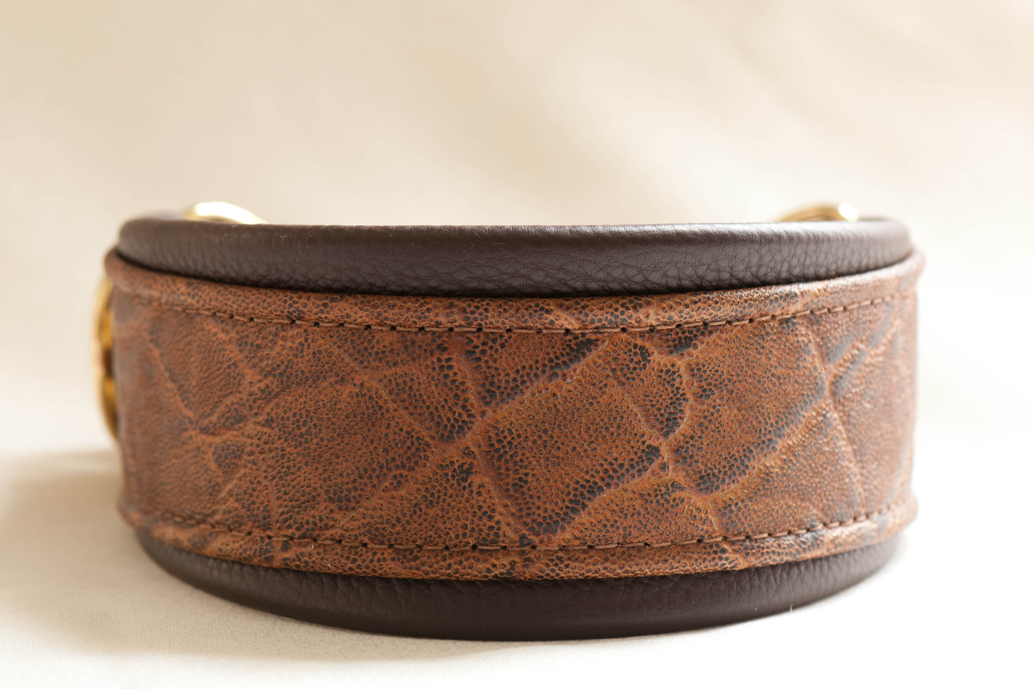 Leather Lurcher Brown and Nutmeg Elephant Collar - Hamilton Hounds