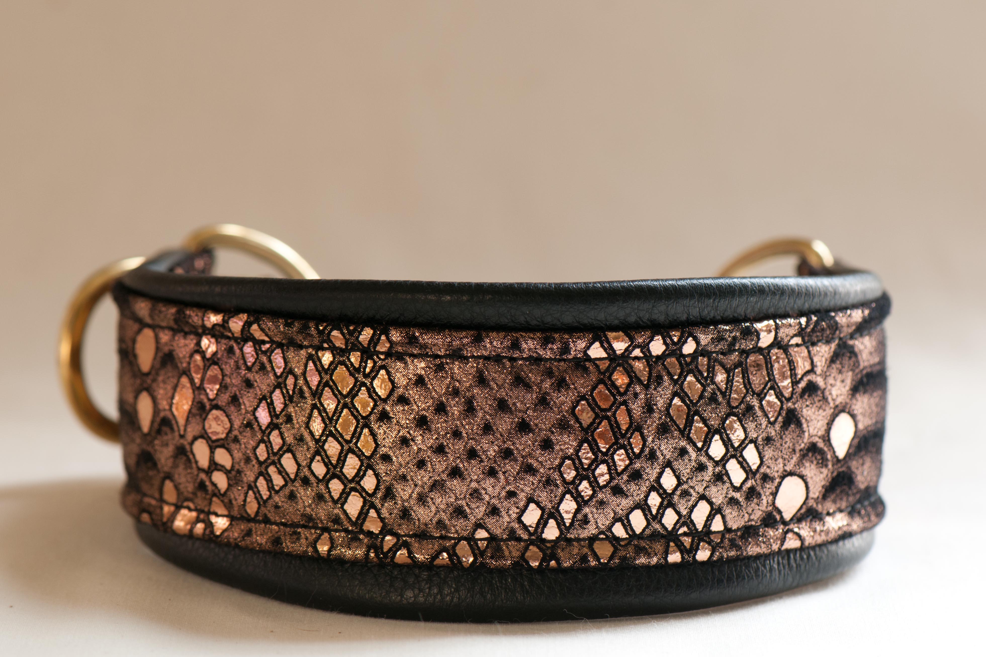 Leather Lurcher Copper and Black Mystic Collar - Hamilton Hounds
