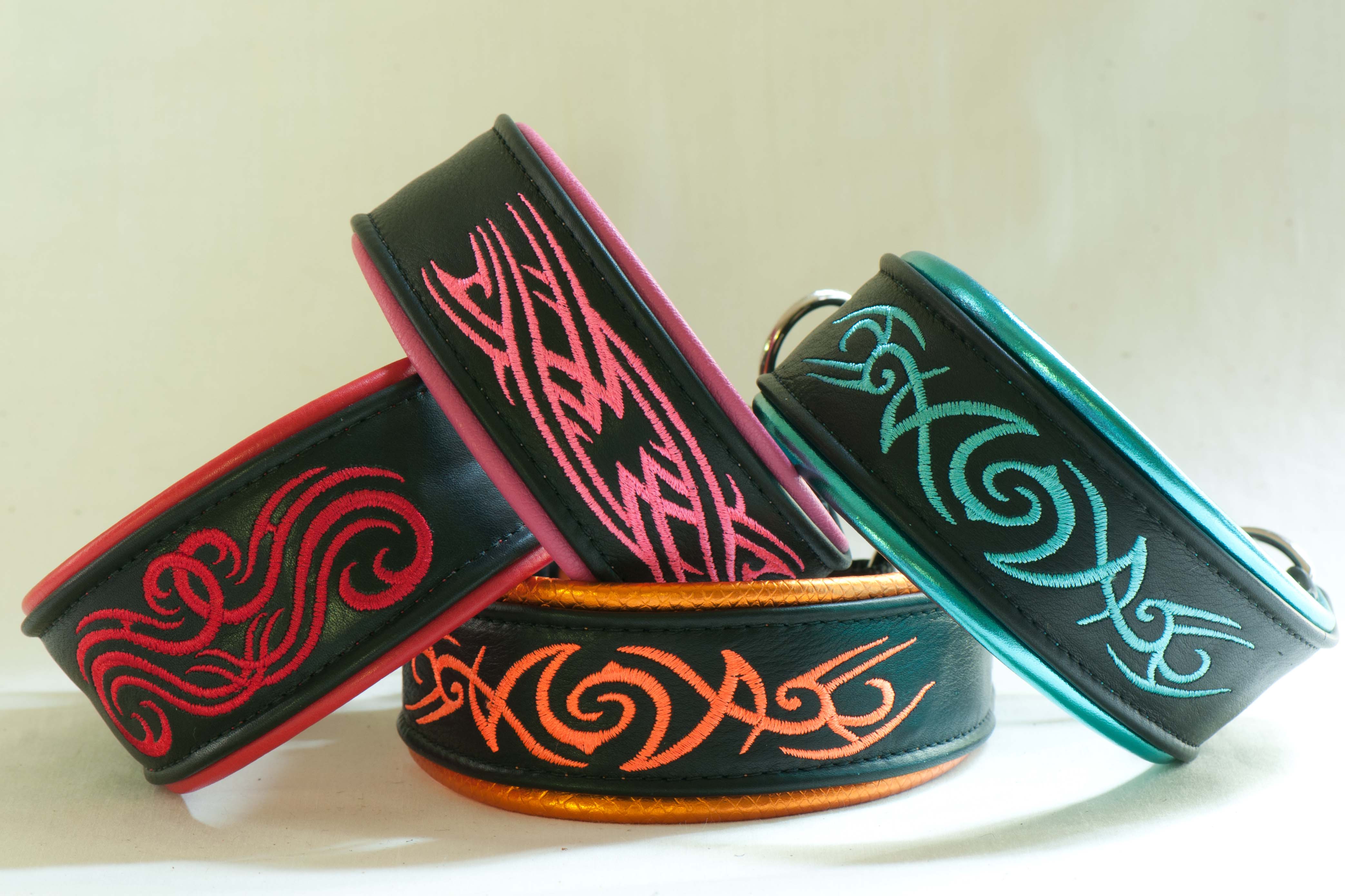 Leather Lurcher Custom Embroidered Collar - Hamilton Hounds